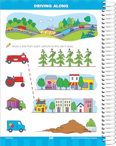School Zone - Big Kindergarten Workbook - 320 Spiral Pages, Ages 5 to 6, Early Reading and Writing, Numbers 0-20, Basic Math, Matching, Story Order, and More (Big Spiral Bound Workbooks)