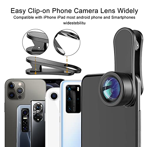 Phone Camera Lens 3-in-1 Kit :120° Supe Wide Angle +198° fisheye Lens+ 20x Macro Lens for iPhone Samsung Android & Most Smartphone,HD Phone Lens Kit