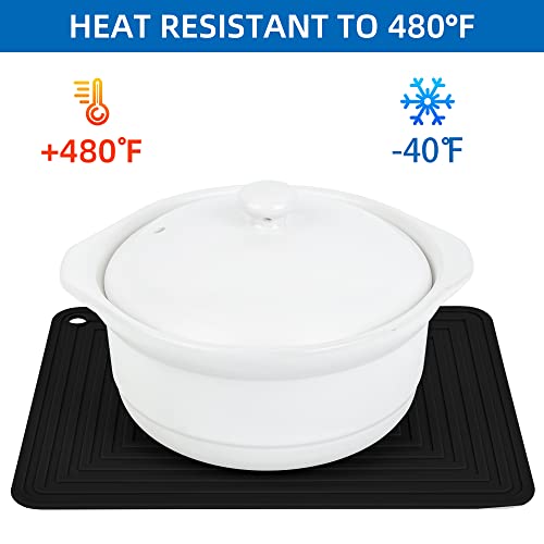 IFFMYJB Silicone Trivet Mats for Hot Pots & Pans Hot Dishes, Silicone Pot Holders, Hot Pads for Kitchen, Multipurpose Heat Resistant Mat for Silicone Hot Pads, Trivet Mat 2 Set Black