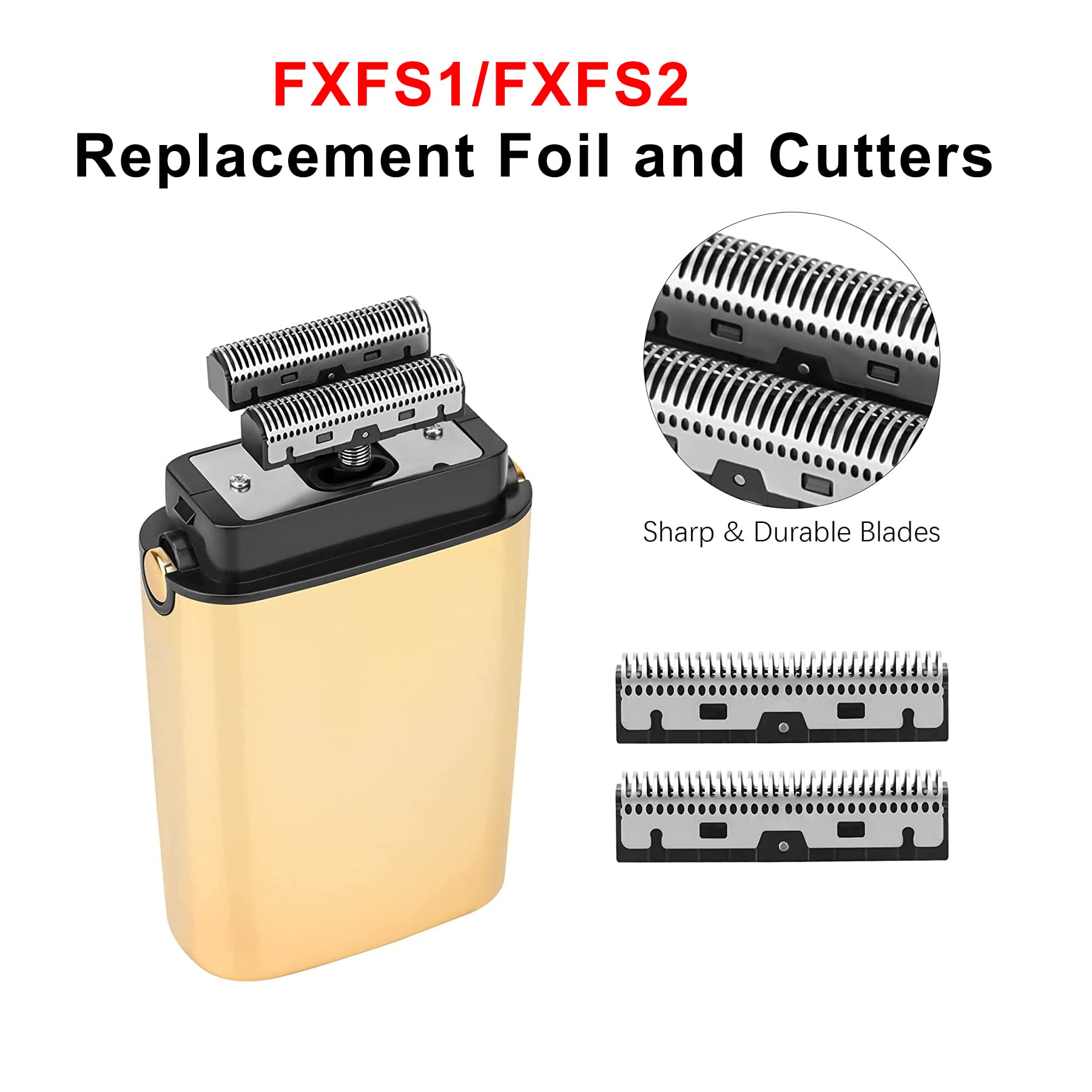 for Babyliss Shaver Replacement Foil Compatible with FXFS1 FXFS2 Babyliss Foil Shaver Replacement Foil and Cutters (Gold)