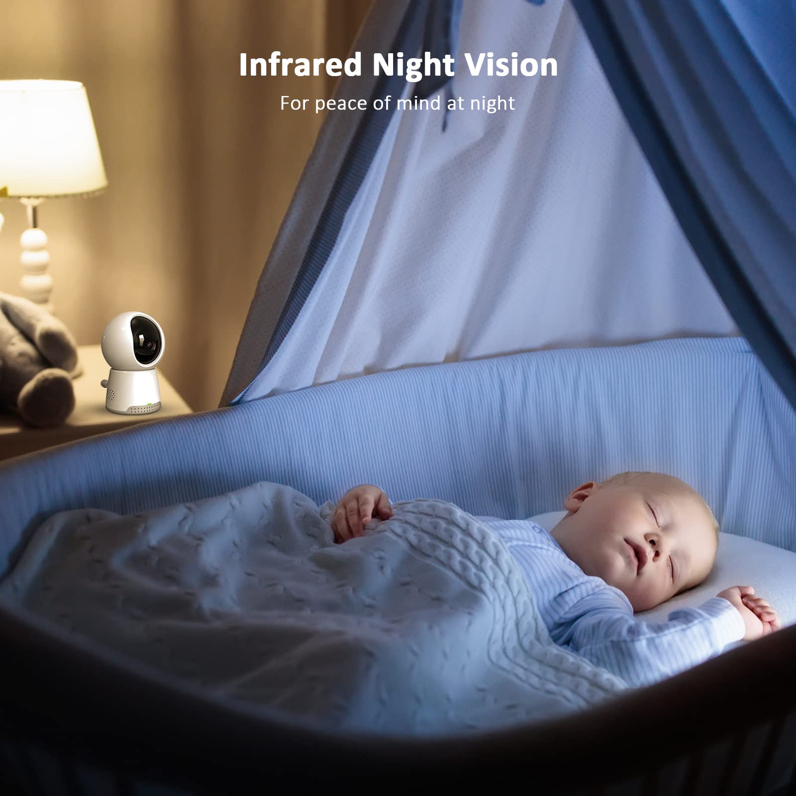 NexiGo Video Baby Monitor with Camera and Audio, 5 Inch Split IPS Screen, Support Up to 4 Cameras, 2-Way Audio, Pan-Tilt-Zoom, 4800mAh Battery, Temperature Detection, Night Vision, Lullaby (White)