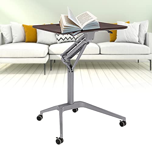 Gdrasuya10 Mobile Standing Desk, Sit Stand Freely Adjustable Computer Desk Height Aluminum Alloy Support Thicker Plate Spacious Table Top with Brake Casters for Office Room Home Use