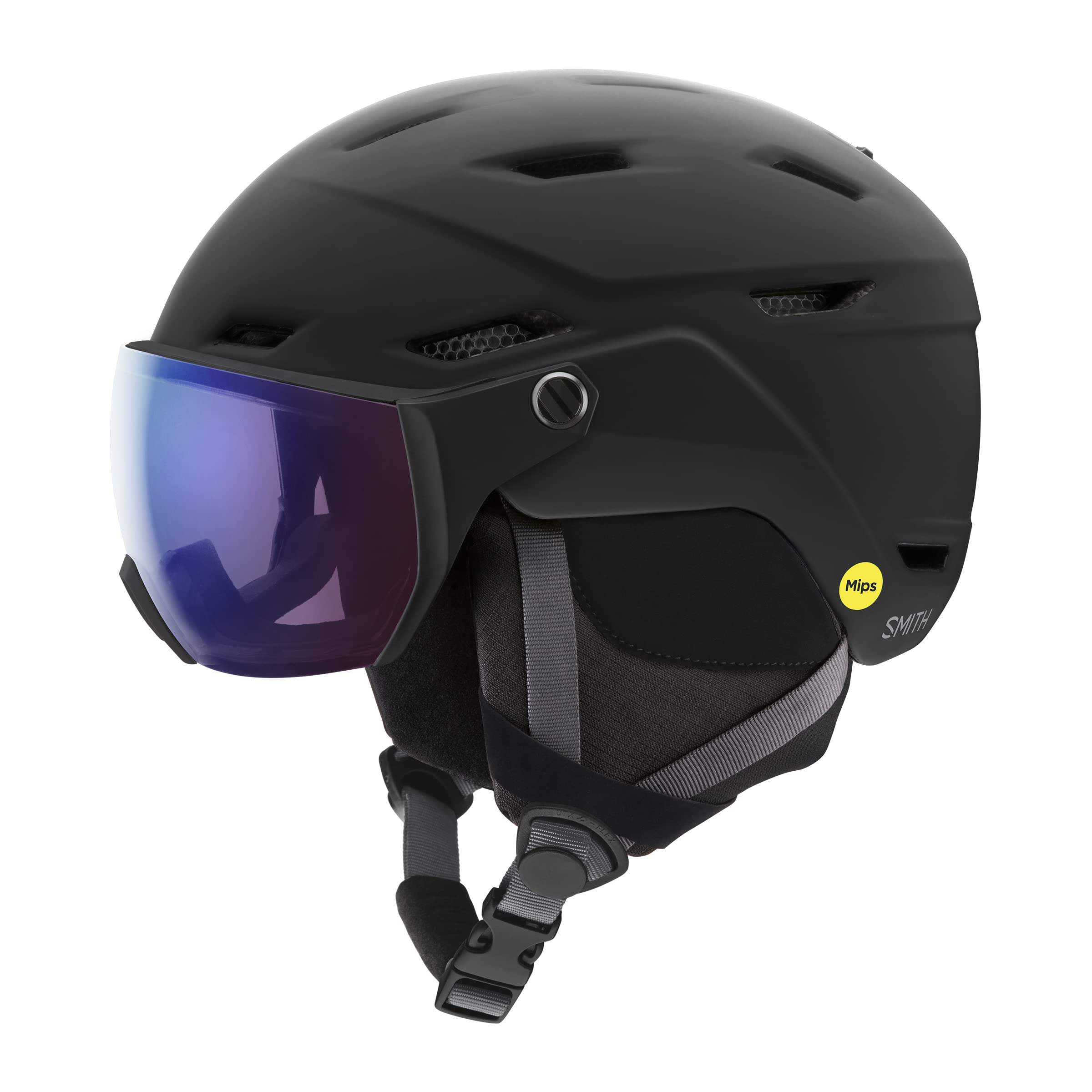 Smith Optics Survey MIPS Unisex Snow Helmet - Matte Black, ChromaPop Photochromic Rose Flash | Medium