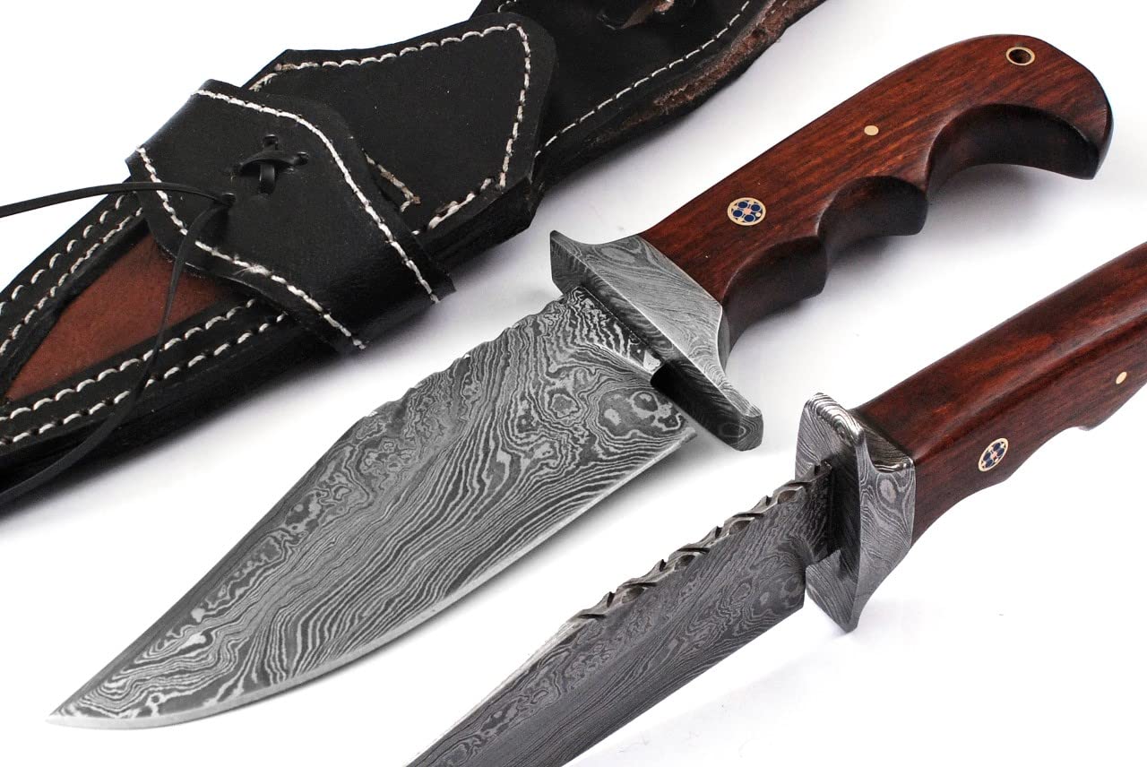 Custom Handmade Fixed Blade Damascus Knife for Hunting, Camping & Hiking Damascus Knife with Sheath for Outdoor Uses