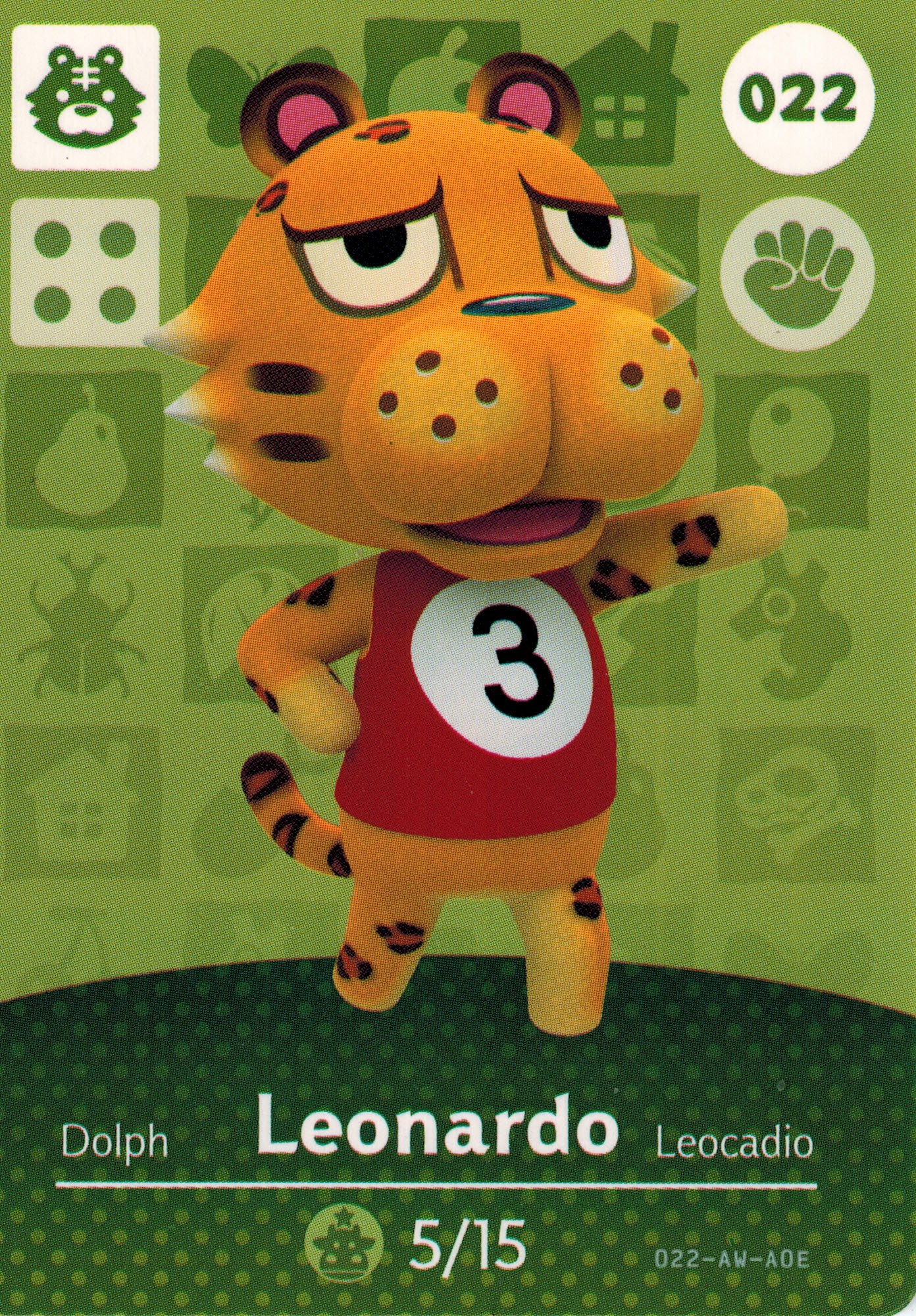 Nintendo Animal Crossing Happy Home Designer Amiibo Card Leonardo 022/100 USA Version