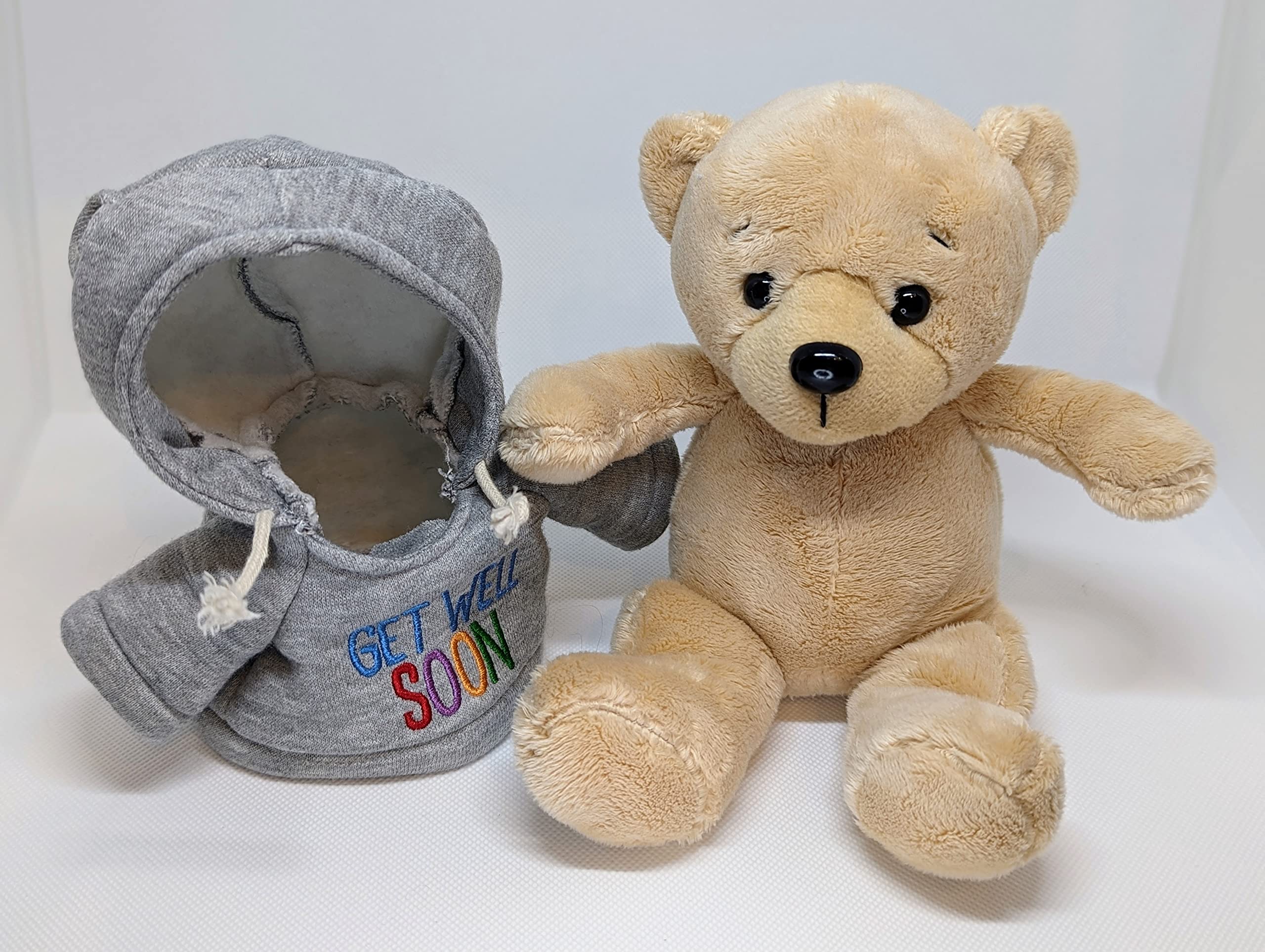 Tonsillectomy Gift Get Well Soon Teddy Bear with Goodbye Tonsils Children's Book Gift Set, Kids Tonsillectomy Recovery - Blue Gray Hoodie