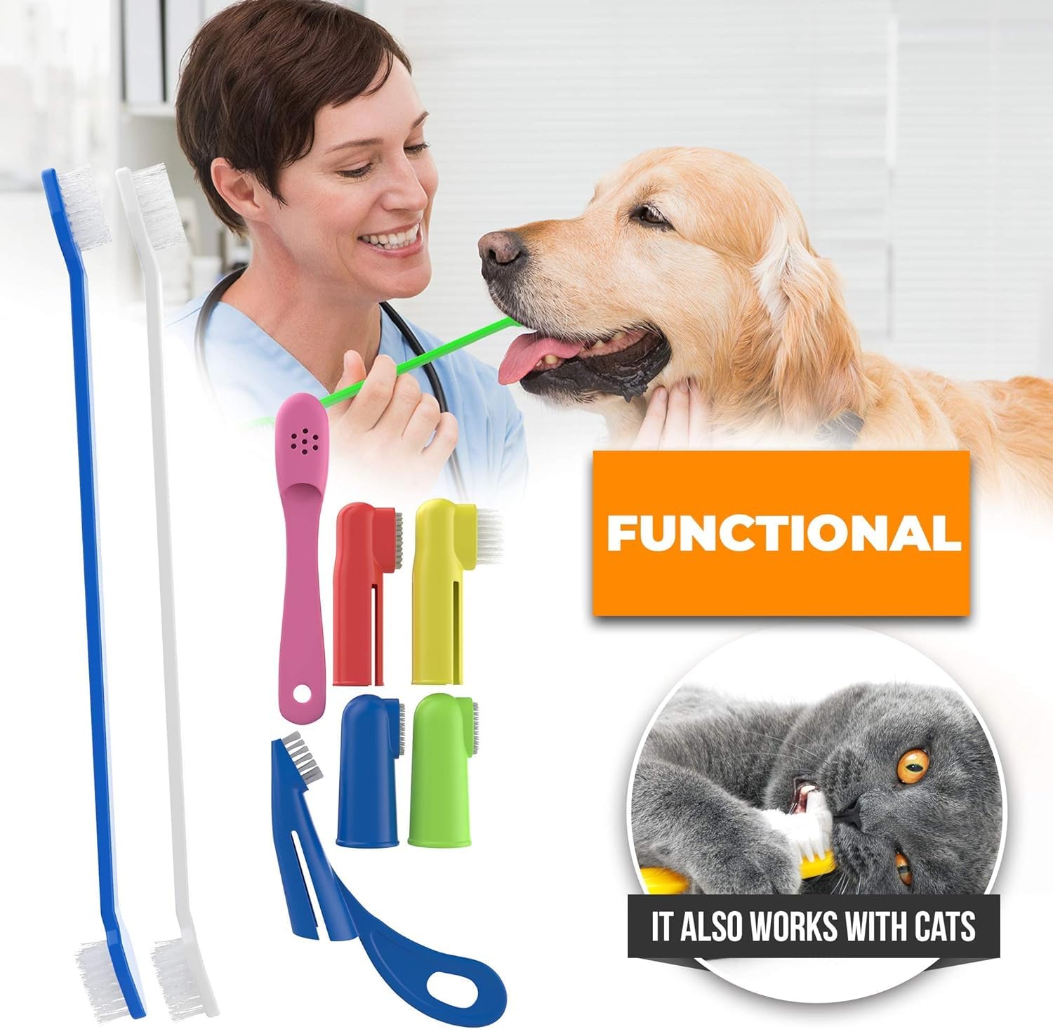 Generic Dog Toothbrush, Cat and Dog Finger Toothbrush, Best Dog Brush Set, Puppy Tooth Brushing Kit with Bristles for Large and Small