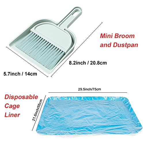 Lucky Interests 2 pcs Rabbit Litter Box, Hanging Bunny Corner Small Animal Toilet Potty Trainer with Pet Crate Bowl and Spoon, Mini Broom & Dustpan, Disposable Cage Liner for Guinea Pigs (Blue, Green)
