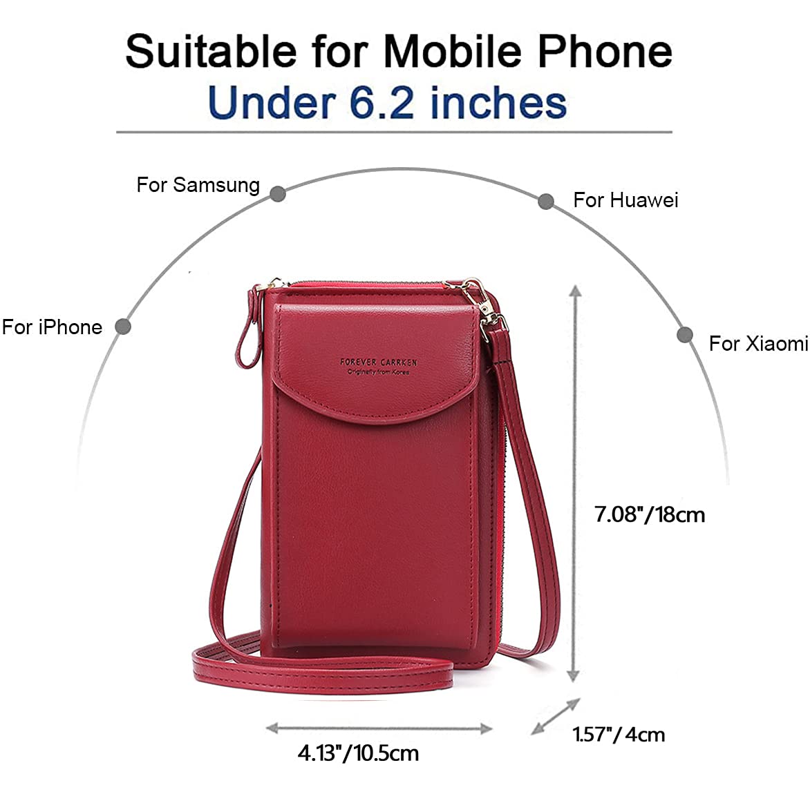 WTSHOPME Crossbody Phone Bags for Women Small PU Leather Cellphone Purse Wallet