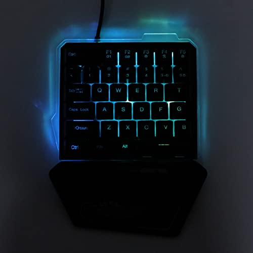 One Handed Gaming Keyboard, Gaming Keyboard Portable Integrated Palm Rest 35 Traditional Button Ergonomic Plug and Play for Office for Home