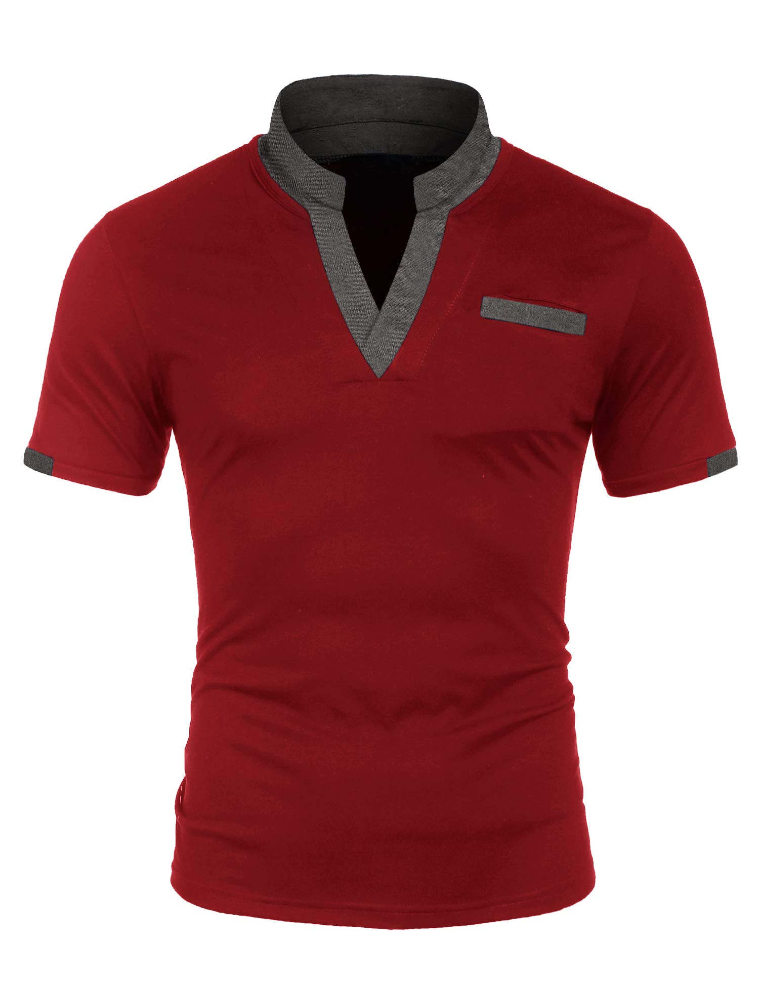 COOFANDY Men's Slim-Fit Quick-Dry Golf Polo Shirt Golf Business Casual Lightweight Collared T Shirts Medium, Wine Red