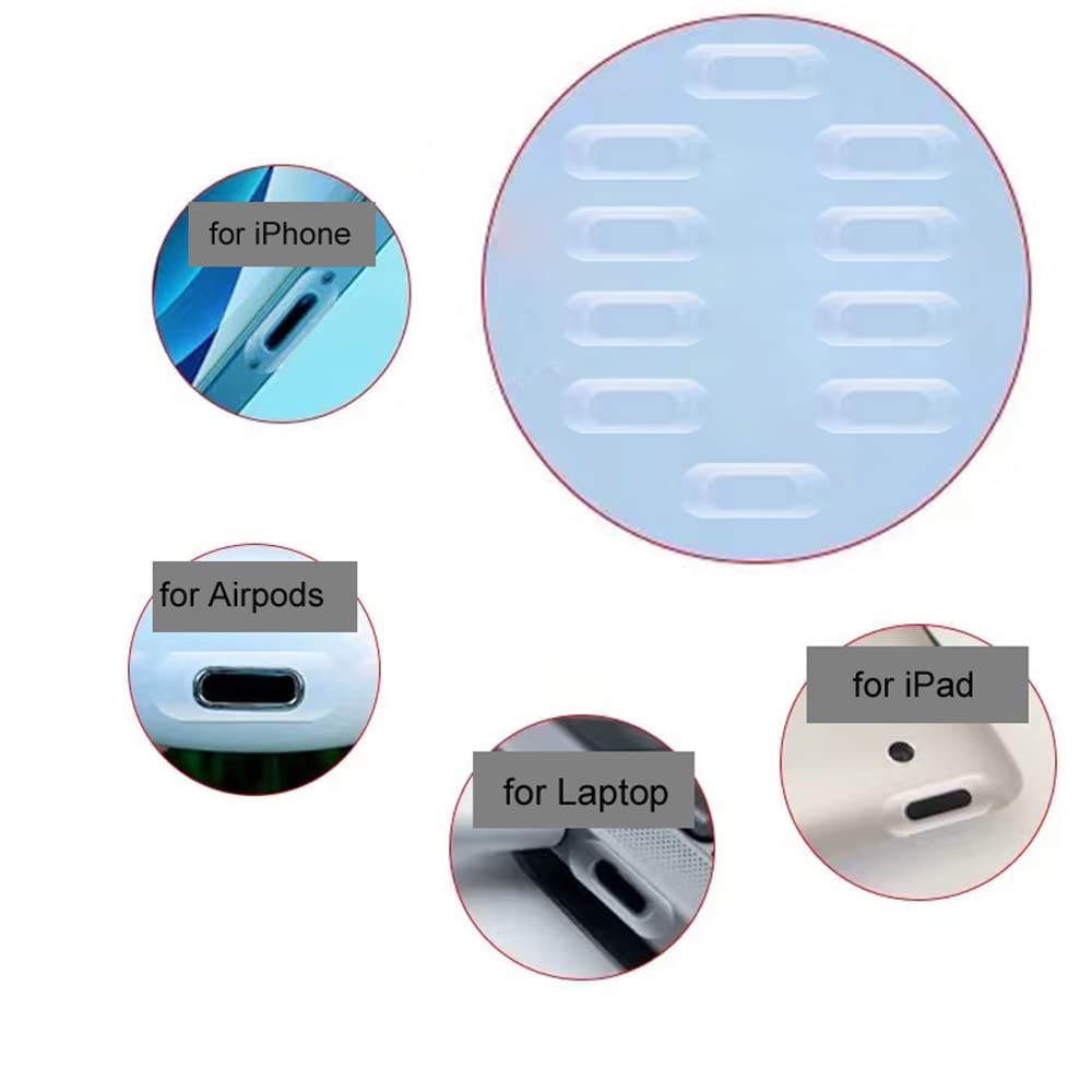Epivol Transparent Protective Film for iPhone 14 Pro Max /14 Plus /13 Pro Max/12 Pro Max Charging Port Protection (10 Pack) Compatible with iPhone Anti Dust Plugs Cap