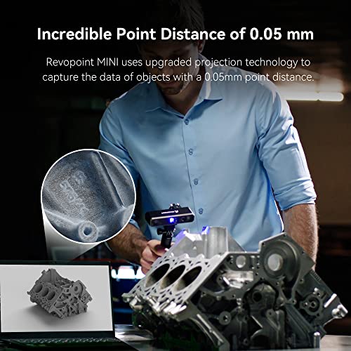 Revopoint Mini 3D Scanner for 3D Printing Handheld, Up to 0.02 mm Precision, Industrial Blue Light, Portable 3D Model Scanner for Dental, Jewelry and Small Objects - Standard