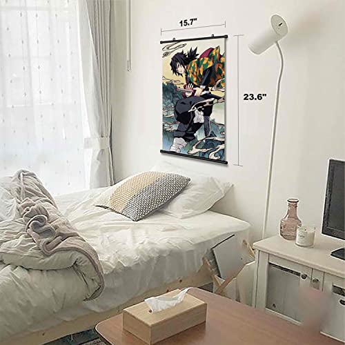 Demon Tomioka Giyuu Scroll Hanging Poster Wall Art Decor Waterproof Cloth, 15.7inx23.6in