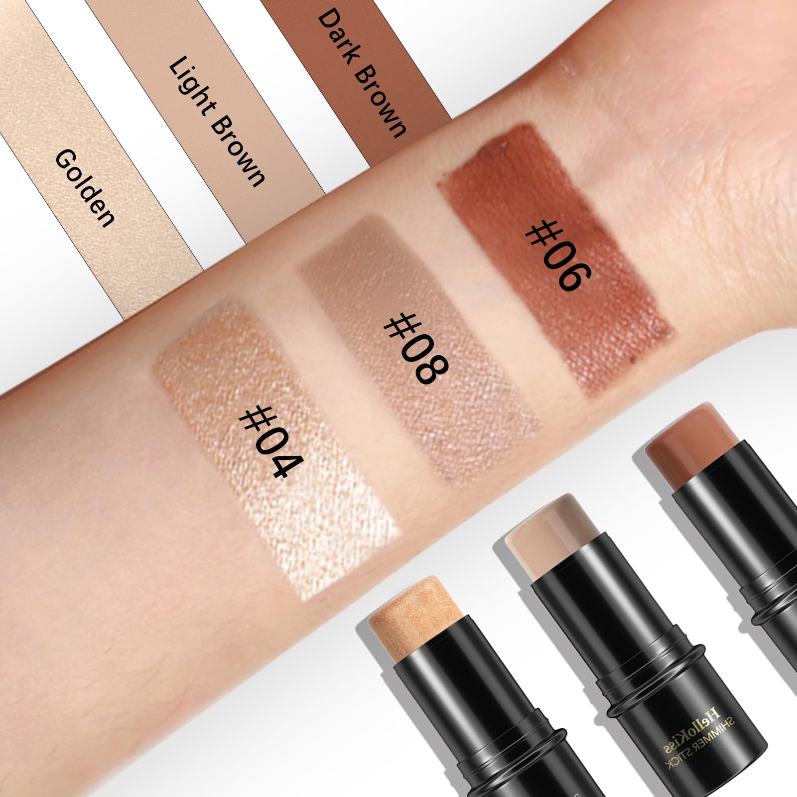 Contour Stick, Highlighter Stick Bronzer Stick, 3Pcs, Waterproof Non-greasy Contour Stick Makeup Highlighter Makeup Stick for Face Contour Long Lasting Cream Contour Stick for Beginner Women