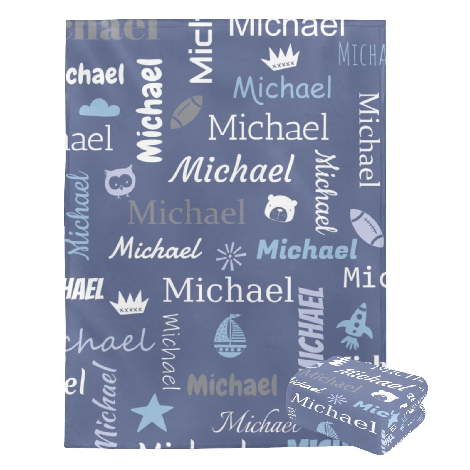 Eyesoul Personalized Baby Blanket for Boys,Newborn Swaddle Blanket with Name,Baby Boy Blankets,Custom Baby Gifts for Boys,Fleece Throw Blanket,Travel Blanket,Camping Blanket,Baby Blanket Unisex.60×80