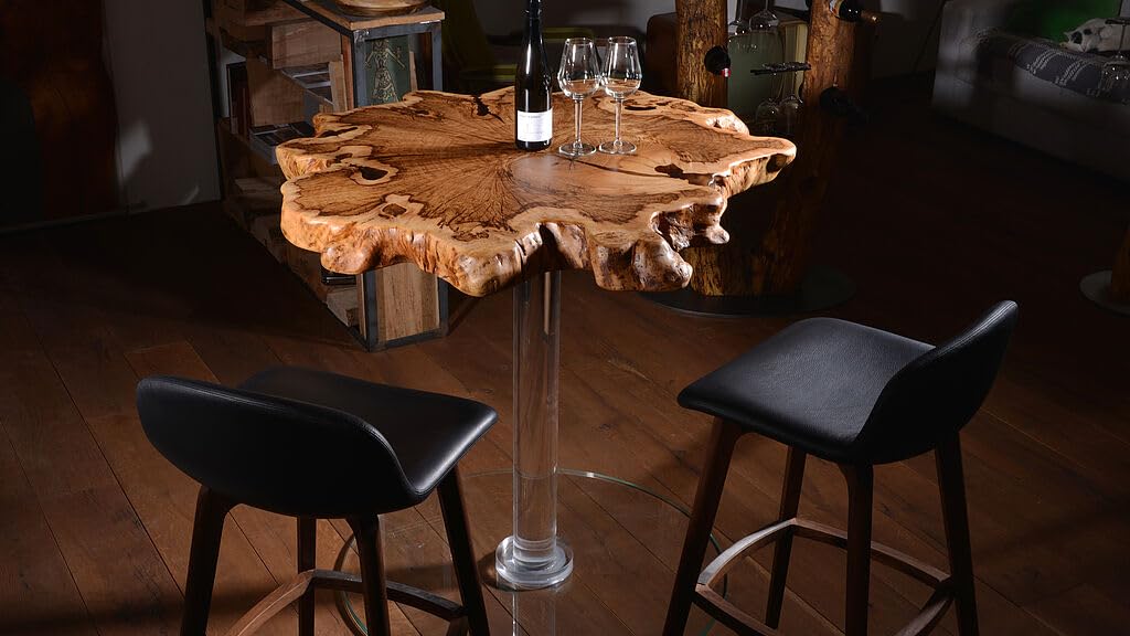 Custom Made Round Live Edge Table Wooden Dining Table Coffee Table End Table Epoxy Table Bar Counter Top Resin Living Room Table Wooden Table Patio Table (without Stand, 18 x 18 Inches)