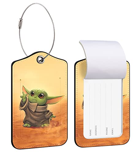 Luggage Tag for Suitcases Bag Baggage Travel Tags Identifiers Cute Unique Anime Cartoon Funny Fun Colorful Large Leather Name Luggage ID Tags for Kids Women Girls Men XLP-0329-8 (Yellow Yo)