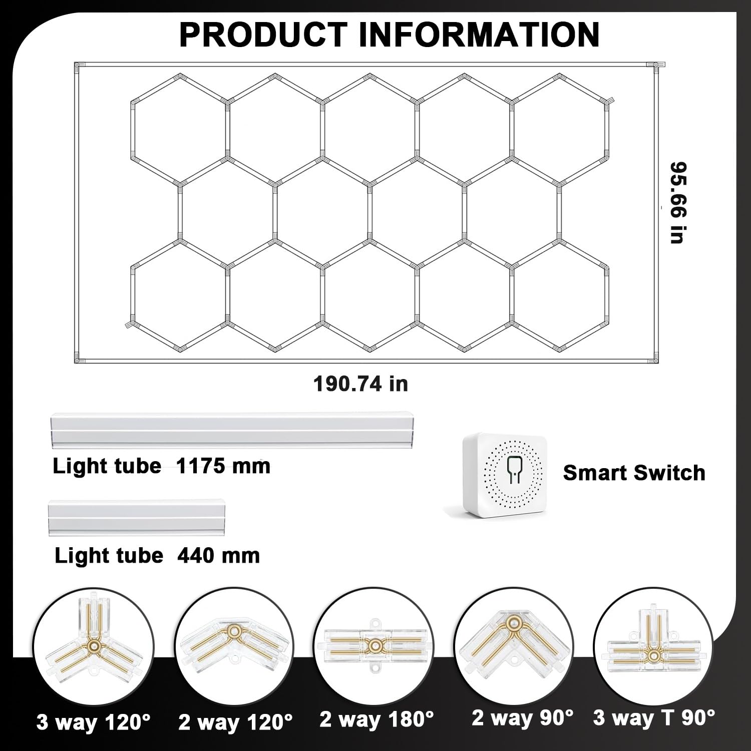 Hexagon LED Lights for Garage Ceiling - Ultra-Bright Honeycomb Design with Smart Switch, Alexa & Google Home Compatible, Hex Lights Perfect for Home Gym, Shop Lighting, Workshop and Garage Lighting