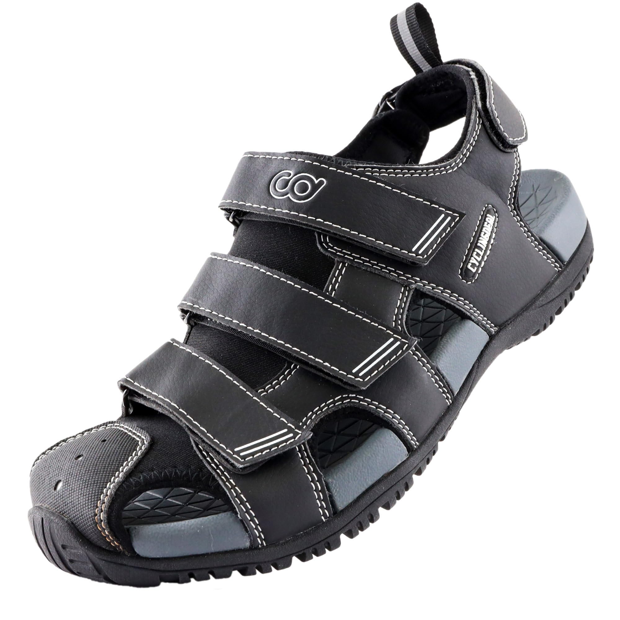 CyclingDeal Unisex Bike Sandals - Indoor Outdoor Trekking Hiking Bicycle Cycling Clip Compatible with Shimano SPD - with Removable Cleat Recess Cover - Great for Men & Women - Size 4546