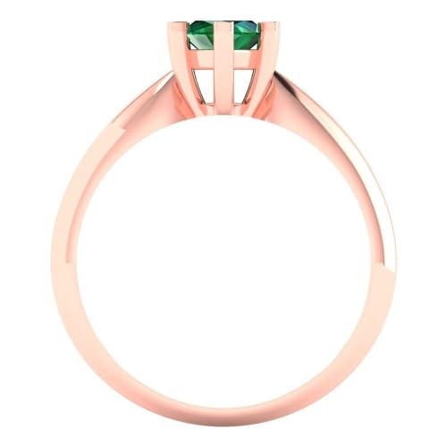 Clara Pucci 1.0 ct Marquise Cut Solitaire Simulated Emerald Engagement Wedding Bridal Promise Anniversary Ring 18K Rose Gold Size 6.25