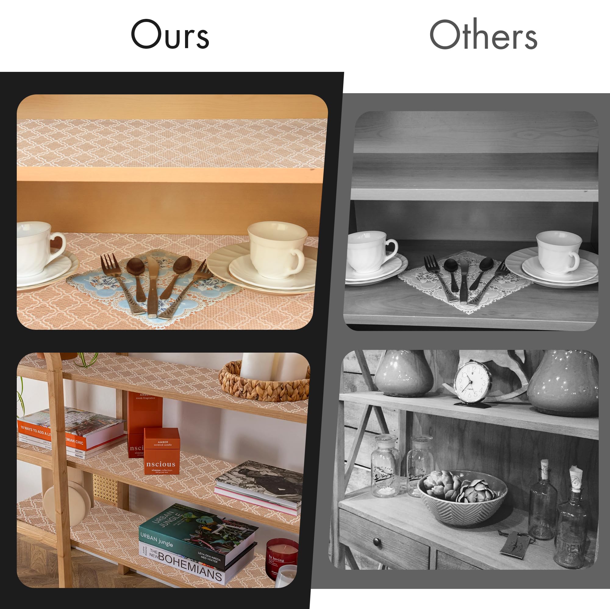 Cooyes Shelf Liner –– Non-Slip Shelf Liners for Kitchen Cabinets – Waterproof Cabinet Liner with Modern Pattern – Durable EVA Washable Refrigerator Drawers Mat for Shelves, Pantry(17.7" x 78.7")