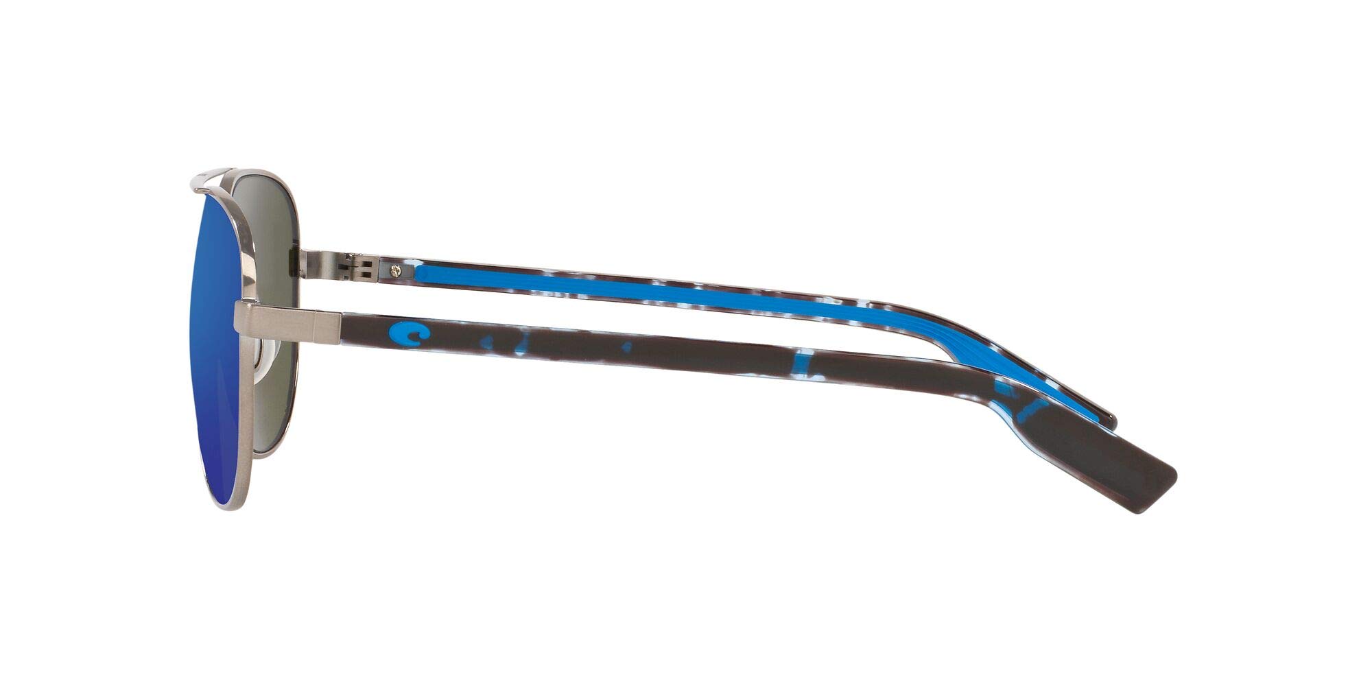 Costa Del Mar Unisex Peli Aviator Sunglasses, Shiny Silver/Blue/Blue Mirrored Polarized-580G, 57 mm