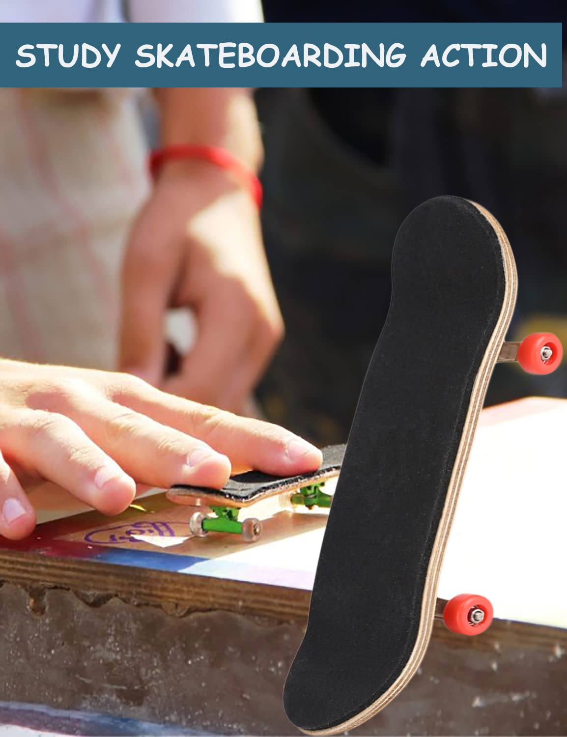 Weohoviy Finger Skateboard, Maple Wooden Fingerboard with Box Reduce Pressure and Ideal for Finger Skater, Kids (Red)