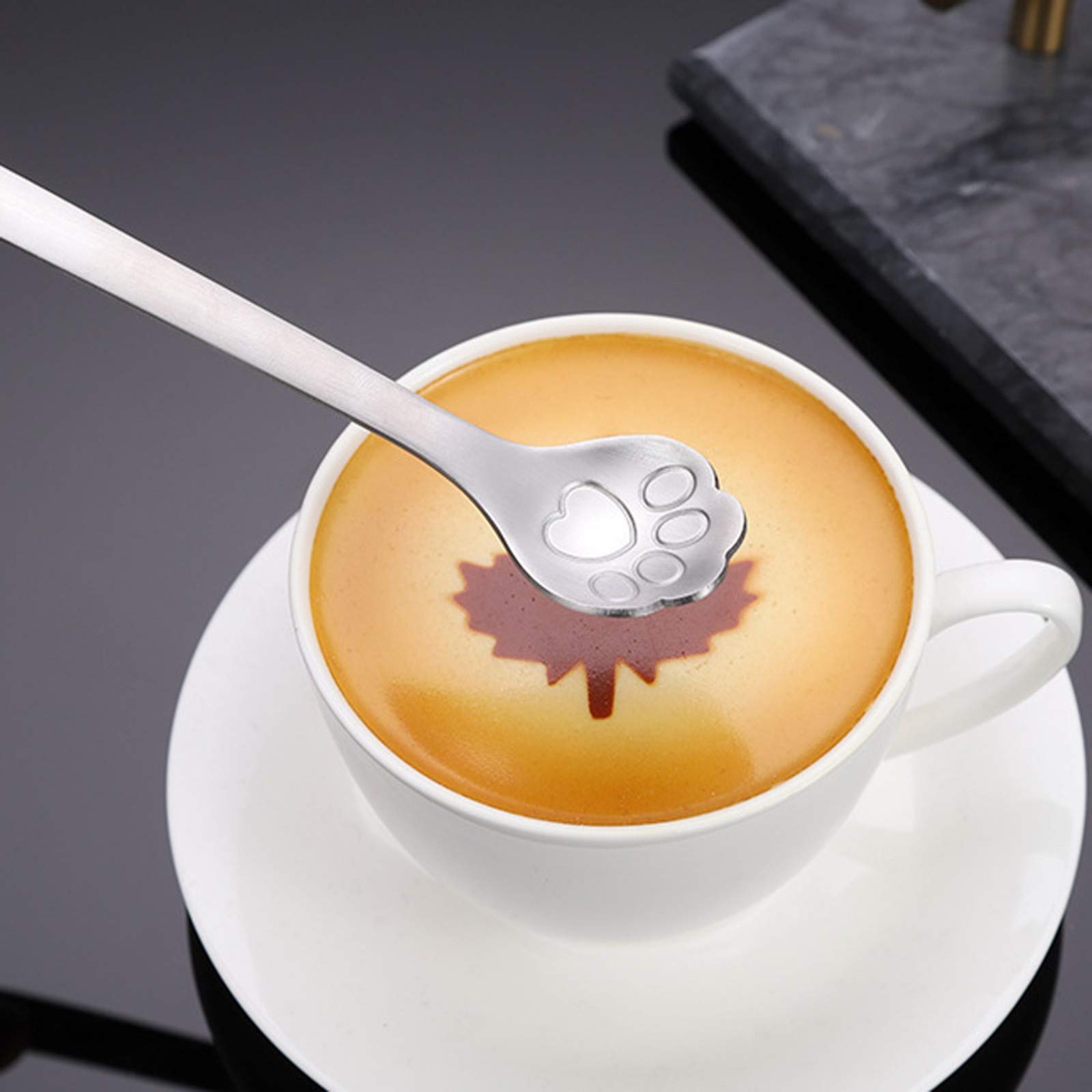 Maydahui 6PCS Cat Paw Spoon Hollow Out Coffee Spoons 5.8 inch 18/10(304 )Stainless Steel Teaspoon for Dessert Ice-cream Stirring Home Kitchen Restaurant