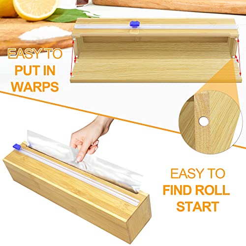 Sizet SIZET Bamboo Wood Plastic Wrap Dispenser with Cutter, Foil and Wax Paper Organizer Dispenser Drawer Compatible Brown 1 box 1 slots 1 box 1 slots 1 box 1 slots