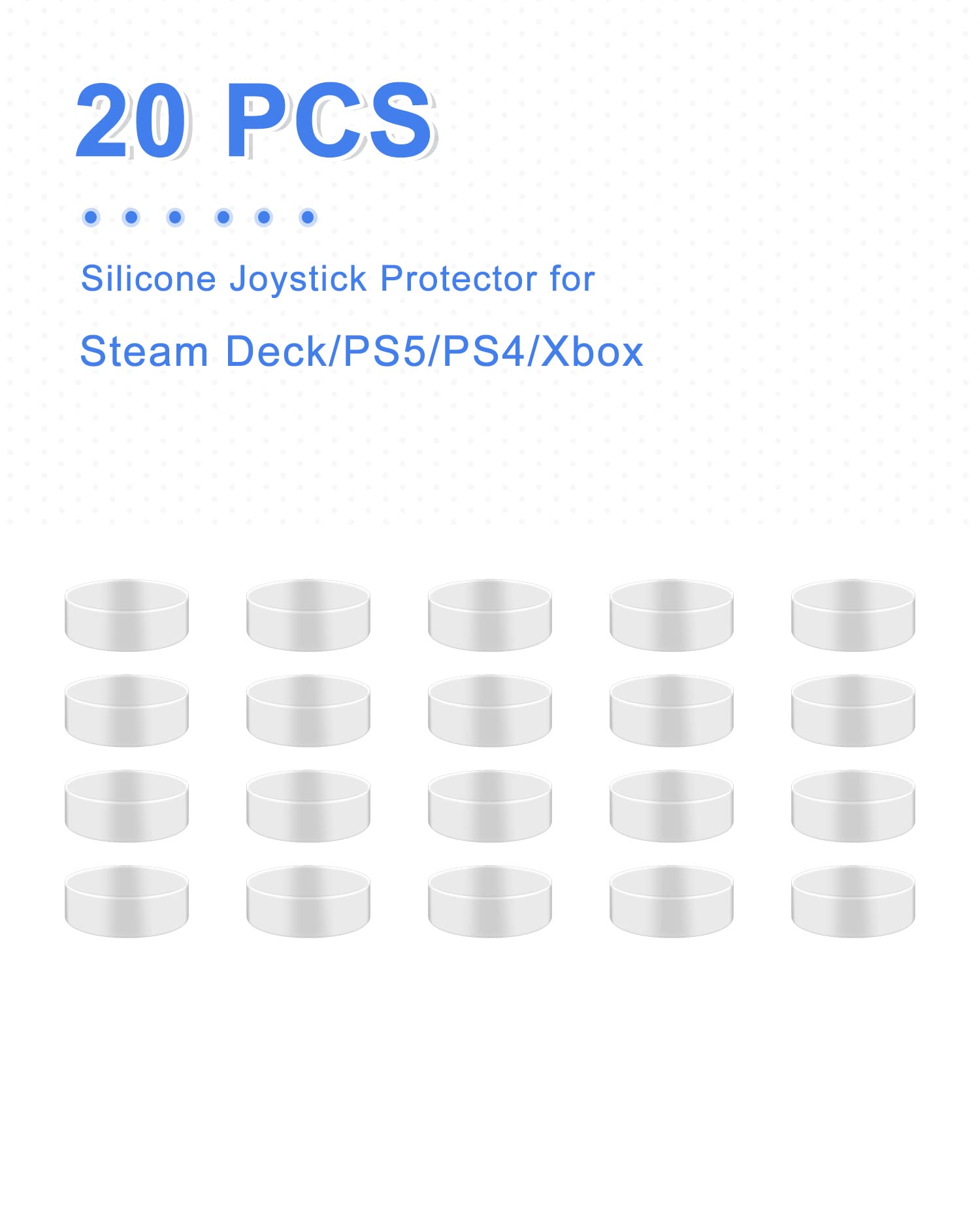 DEVASO 20 Pcs Joystick Protectors, Invisible Protection During Gaming, Silicone Elastic Joystick Protective Ring Compatible with PS5 VR2/Steam Deck/ROG Ally/Switch Pro/Xbox/PS4/PS5