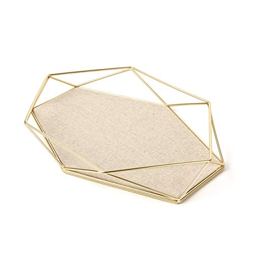 Umbra 299481-221 Prisma Tray, Geometric Plated Jewelry Storage, 11" Length x 7.25" Height x 1.5β Width, Matte Brass