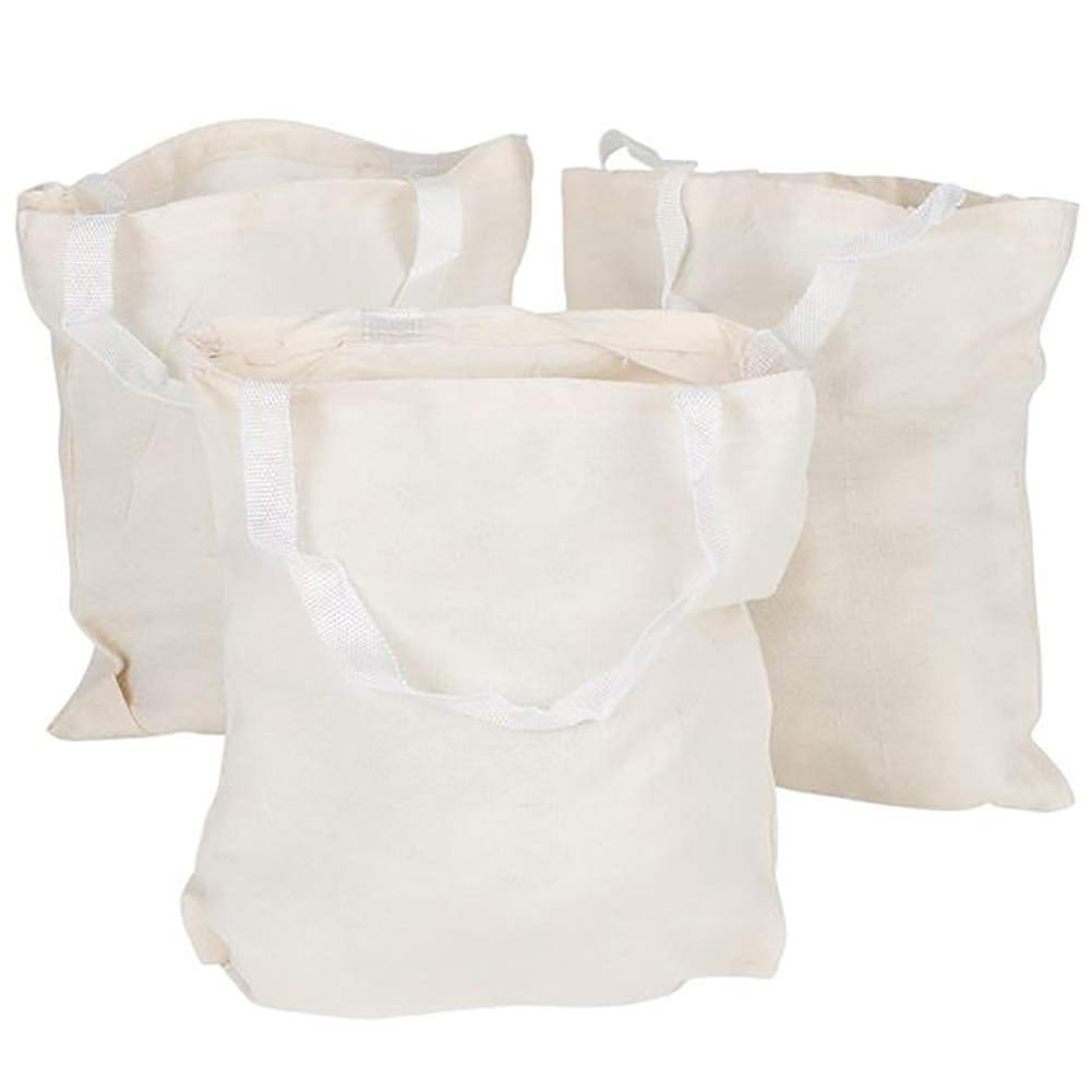 The Dreidel Company Classic Canvas Tote Bags, Perfect for Do-It-Yourself Design, Arts and Crafts Activity 12.75" (6-Pack) Multicolored