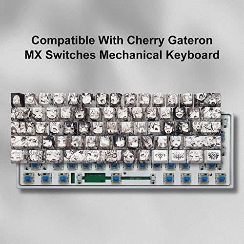 PBT Anime Keycaps 108 Keys, GMKWTL / XVX Japanese Custom Backlit Keycaps, OEM Profile Keycaps for 61/87/104/108 Cherry Gateron MX Switches Mechanical Keyboard (Black Anime)