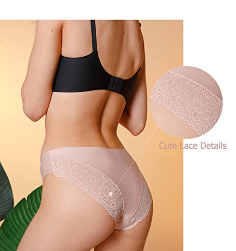 Sth Big Sexy Cheeky Underwear for Women Lace Bikini Panties Ladies No Show Hipster V-Waist Multi-Pack