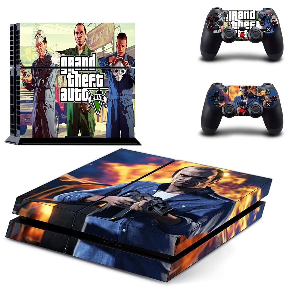 For PS4 SLIM - Game Grand GTA Theft And Auto PS4 or PS5 Skin Sticker For PlayStation 4 or 5 Console And Controllers Decal Vinyl DUC-5291