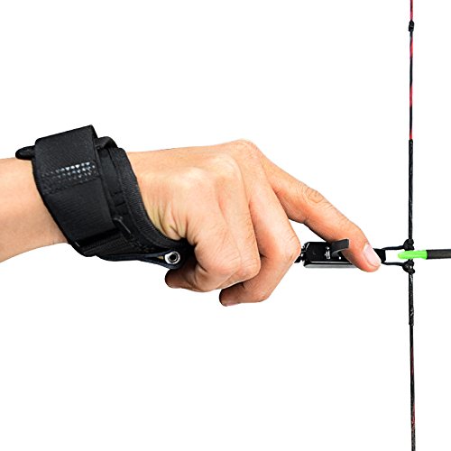 Compound Bow Release Aid Trigger Adult Archery Right Left Hand Adjustable Black Wrist Strap (Pack of 1