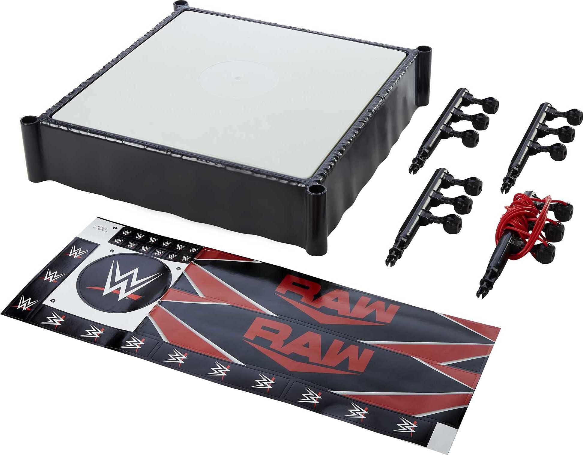 WWE Superstar Ring (14 in) with Spring-Loaded Mat & Real Flex Ropes for Action Figures; Gift for Ages 6 Years Old & Up