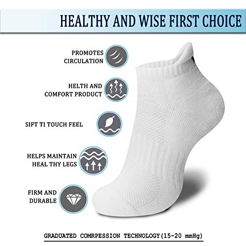 Compression Socks (6 Pairs),15-20 mmhg is BEST Athletic for Men & Women, Running, Flight, Travel (SS-3B, S/M)