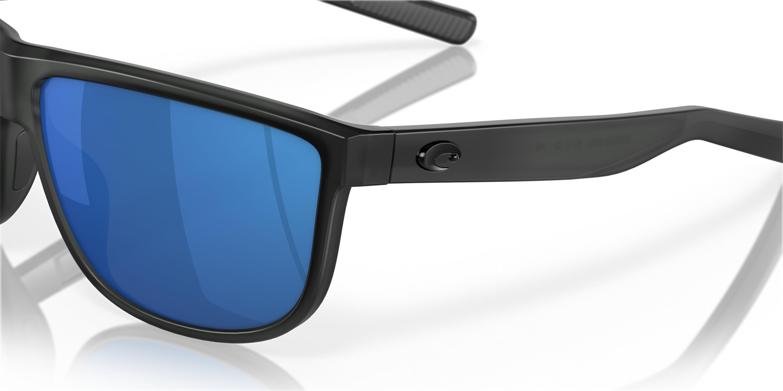 Costa Man Sunglasses Matte Smoke Crystal Frame, Blue Mirror Lenses, 61MM