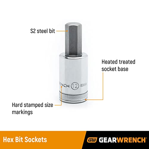 GEARWRENCH 12 Pc. 3/8" Drive Hex Bit Socket Set, Metric - 80580