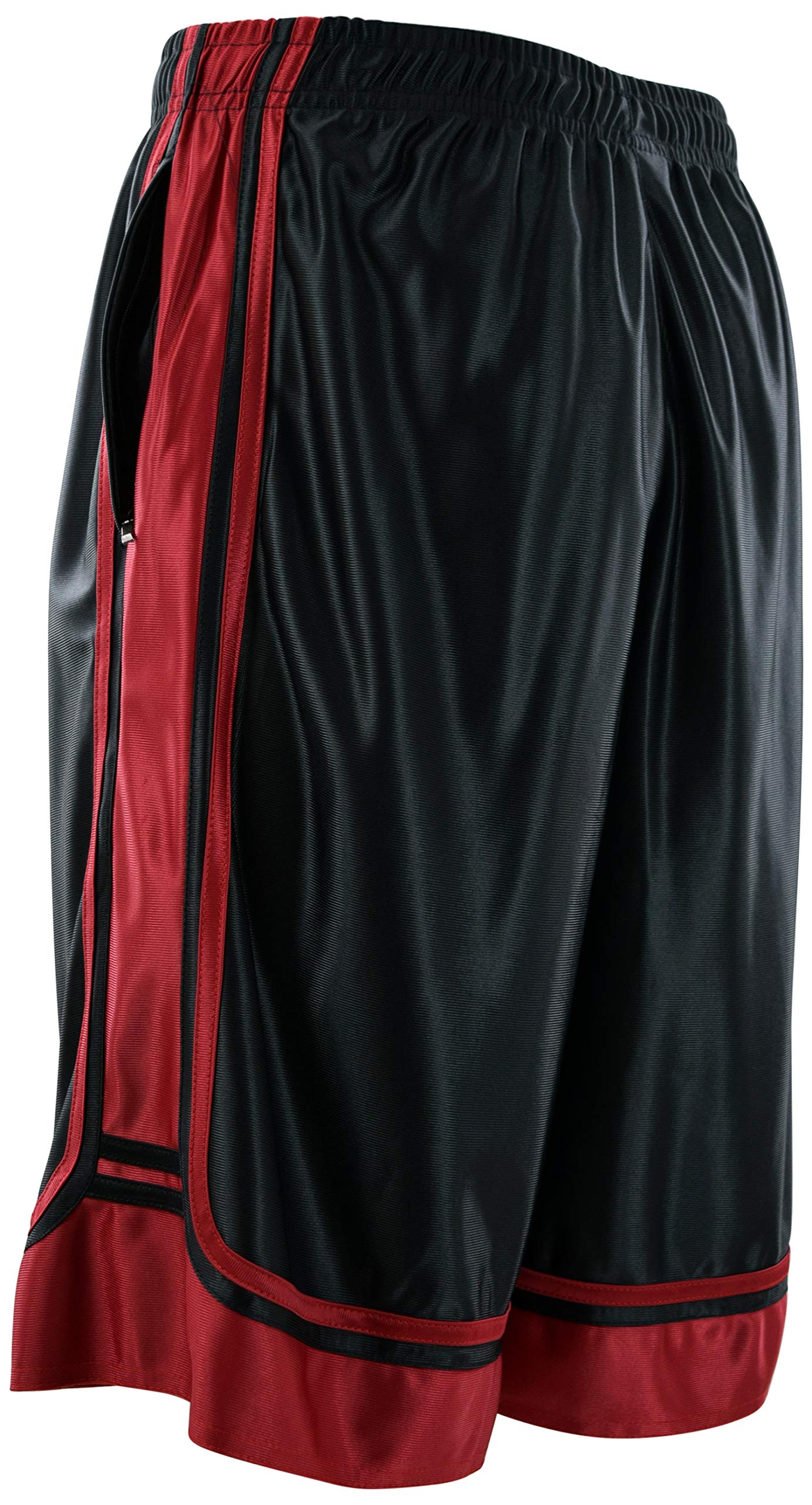 ChoiceApparel Mens Two Tone Training/Basketball Shorts with Pockets (S up to 4XL) (XL, Zipper-Black/Red)