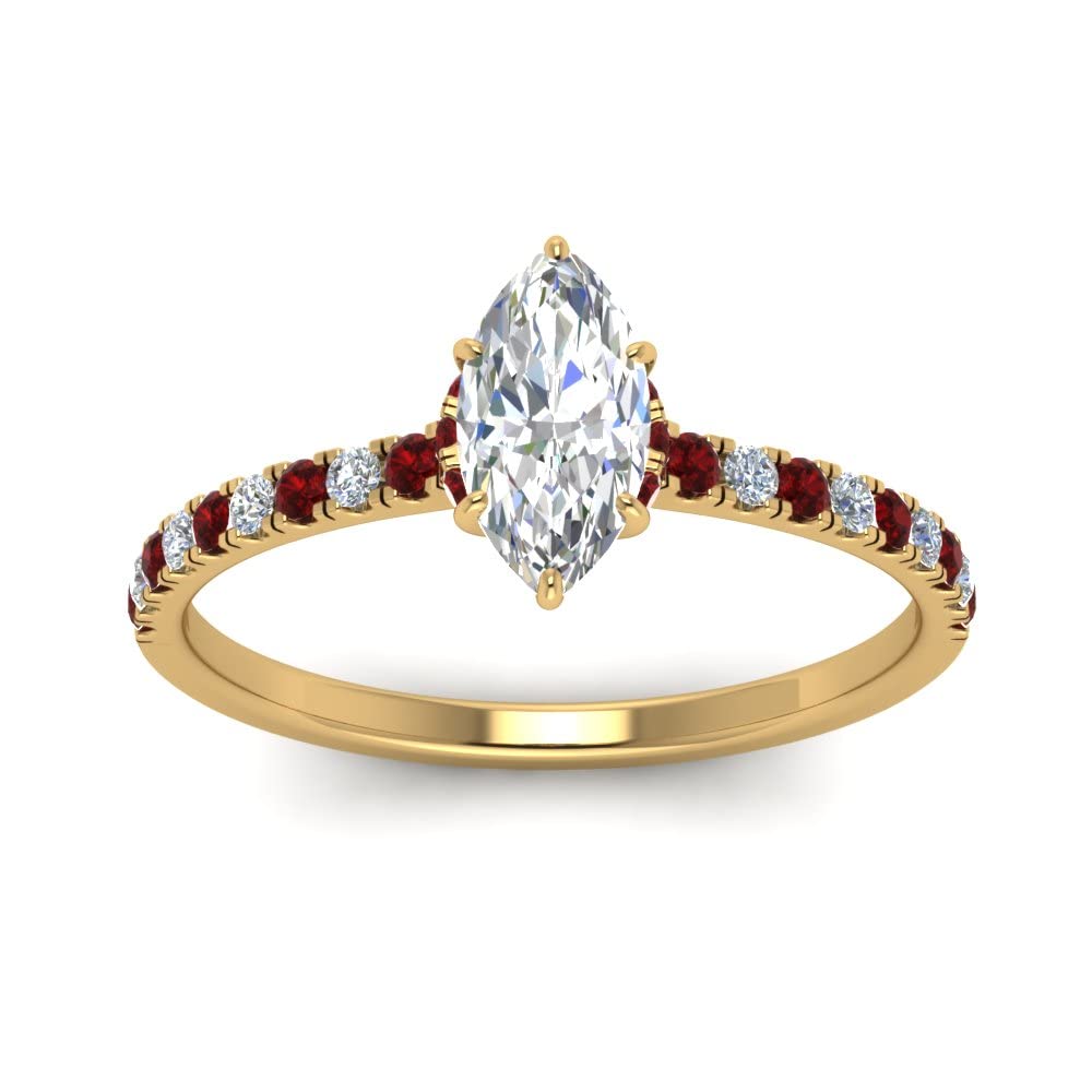Costume Jewelry Sets for Women get Well Soon Gifts for Women Gifts for Sister Dainty Rings for Women Wedding Dress Matching Ring Diamond Ring Yellow Gold Plated Created Ruby Marquise Ring in Size 6