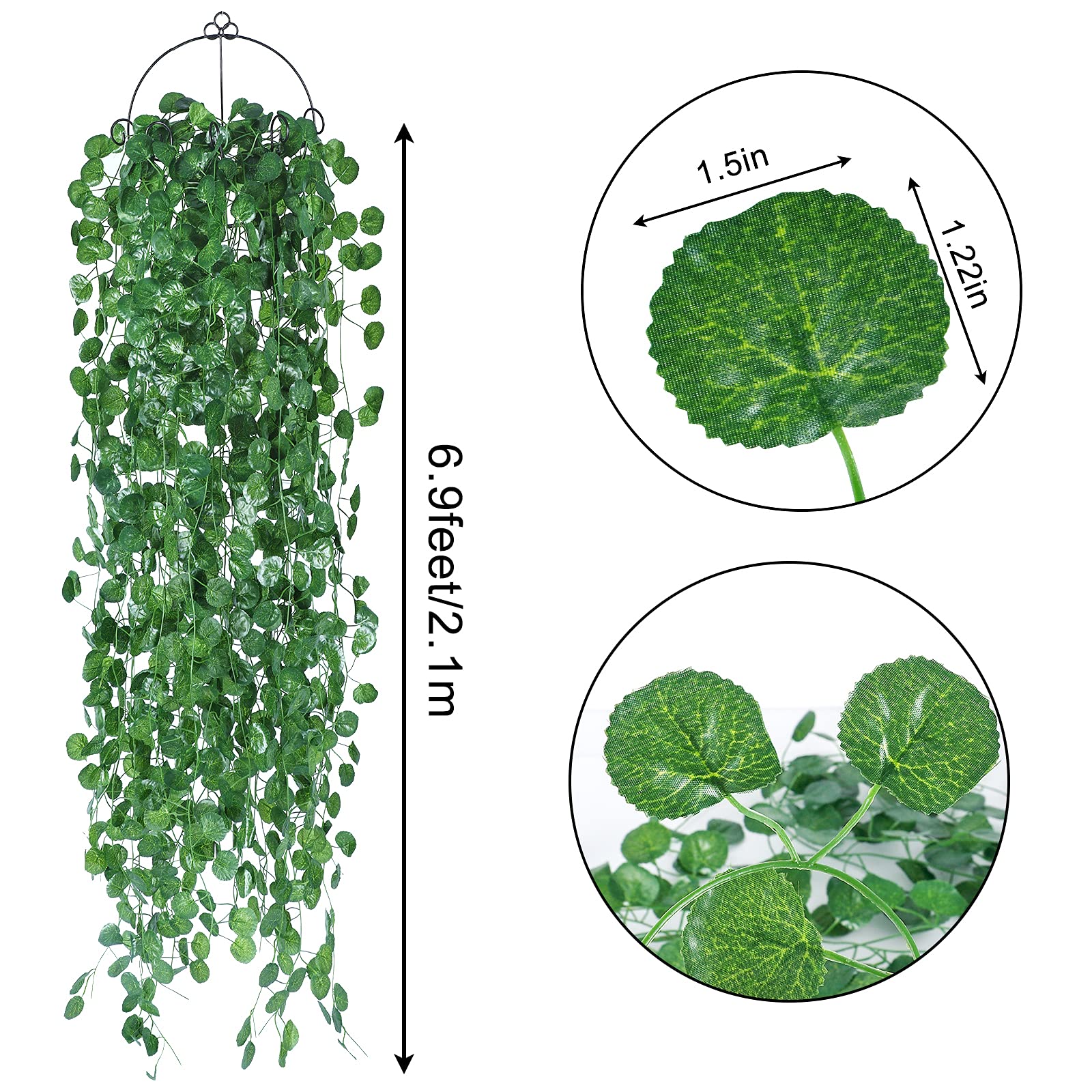 Whonline 10 Pack 69ft Artificial Ivy Garland Fake Vines with Greenery Begonia Leaf Hanging Plants for Bedroom Home Wedding Garden Decoration