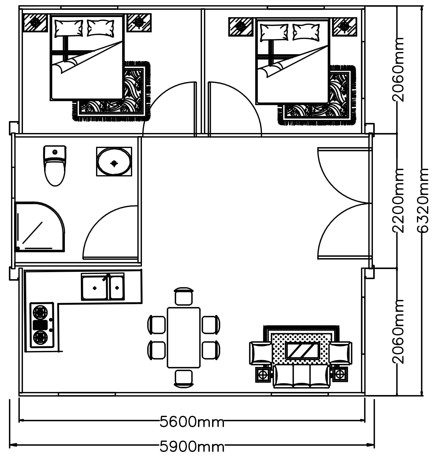 PREFABRICATED | Compact Living | Mobile PREFABRICATED 20FT House | 2 Bedroom | 1 Restroom with Kitchen Cabinet