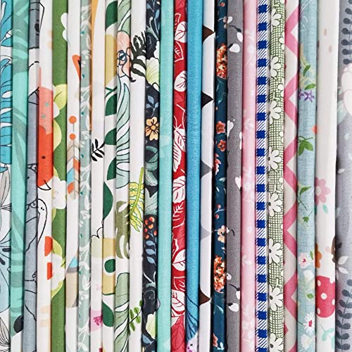 CJINZHI Fat Quarters Fabric Bundles, 50 pcs/lot Top Cotton 5.9" x 5.9" (15cm x 15cm) Squares Patchwork, Precut Quarter Sheets & Different Pattern for DIY Sewing Mask & Quilting Crafting.
