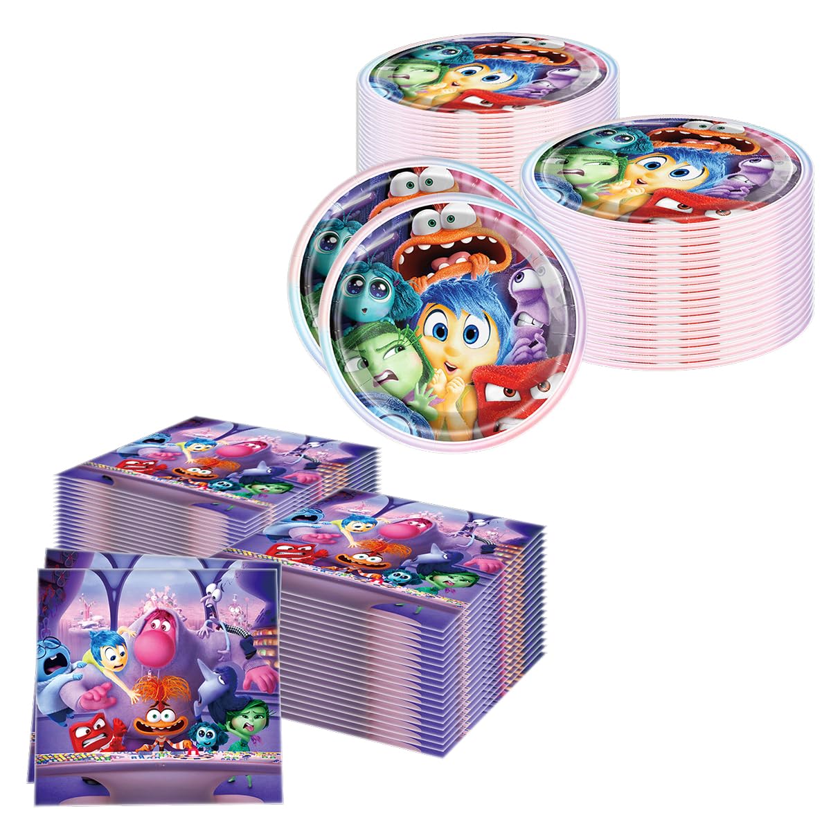 Inside Out 2 Birthday Party Tableware, Inside Out 2 Birthday Party 20Plate 20Napkins And Tablecovers 70 x 42inch for Inside Out Supplies