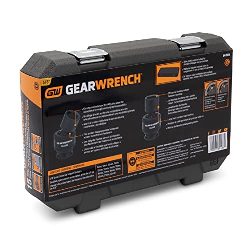 GEARWRENCH 15 Piece 3/8inch Drive 6 Point Universal Impact Socket Set, Metric - 84918N