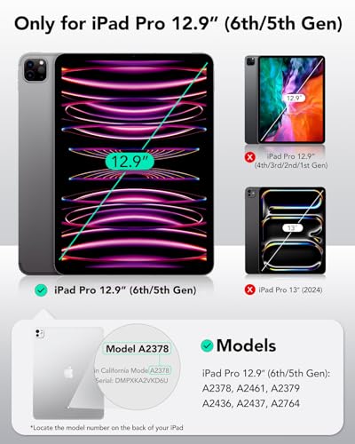 ESR for iPad Pro 12.9 Case, 12.9 inch iPad Pro case (2022/2021, 6th/5th Generation), Thin and Lightweight, Yellowing Resistant, Hard Back, Supports Pencil 2, Classic Series, Clear