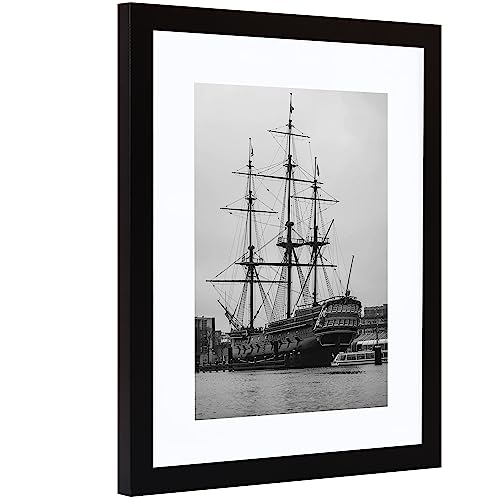 PEALSN 11x14 Picture Frame, Display Pictures 8 x 10 with Mat or 11 x 14 Without Mat for Wall Mounting Display, Photo Frames, Black